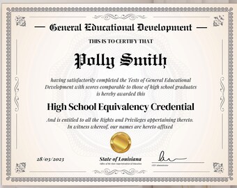 College Diploma Fake GED Diploma Editable High School Diploma - Etsy