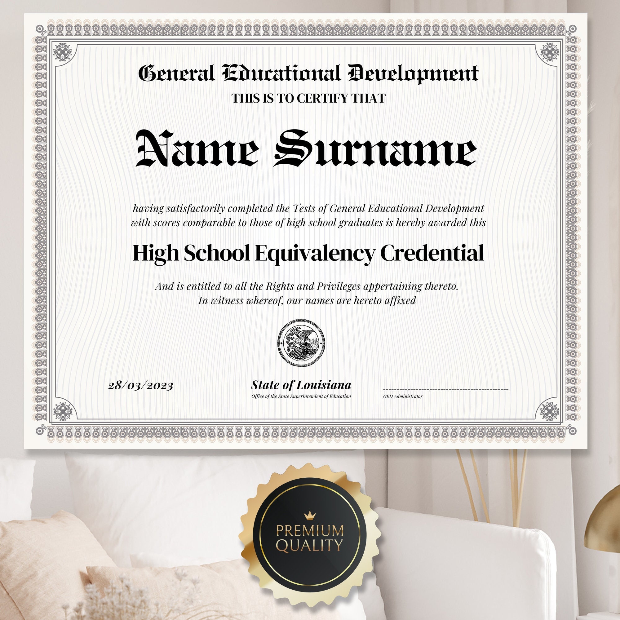 GED Diploma Editable High School Diploma College Diploma Fake GED ...