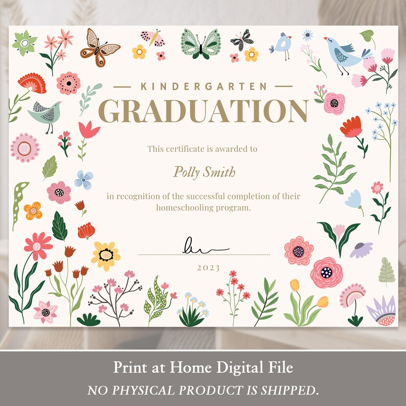 Kindergarten Graduation Editable Custom Diploma Template - Etsy