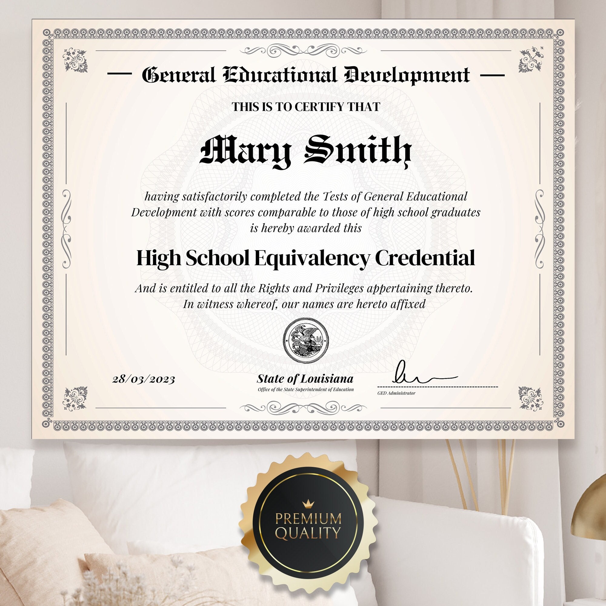 GED Diploma Editable High School Diploma College Diploma Fake GED ...