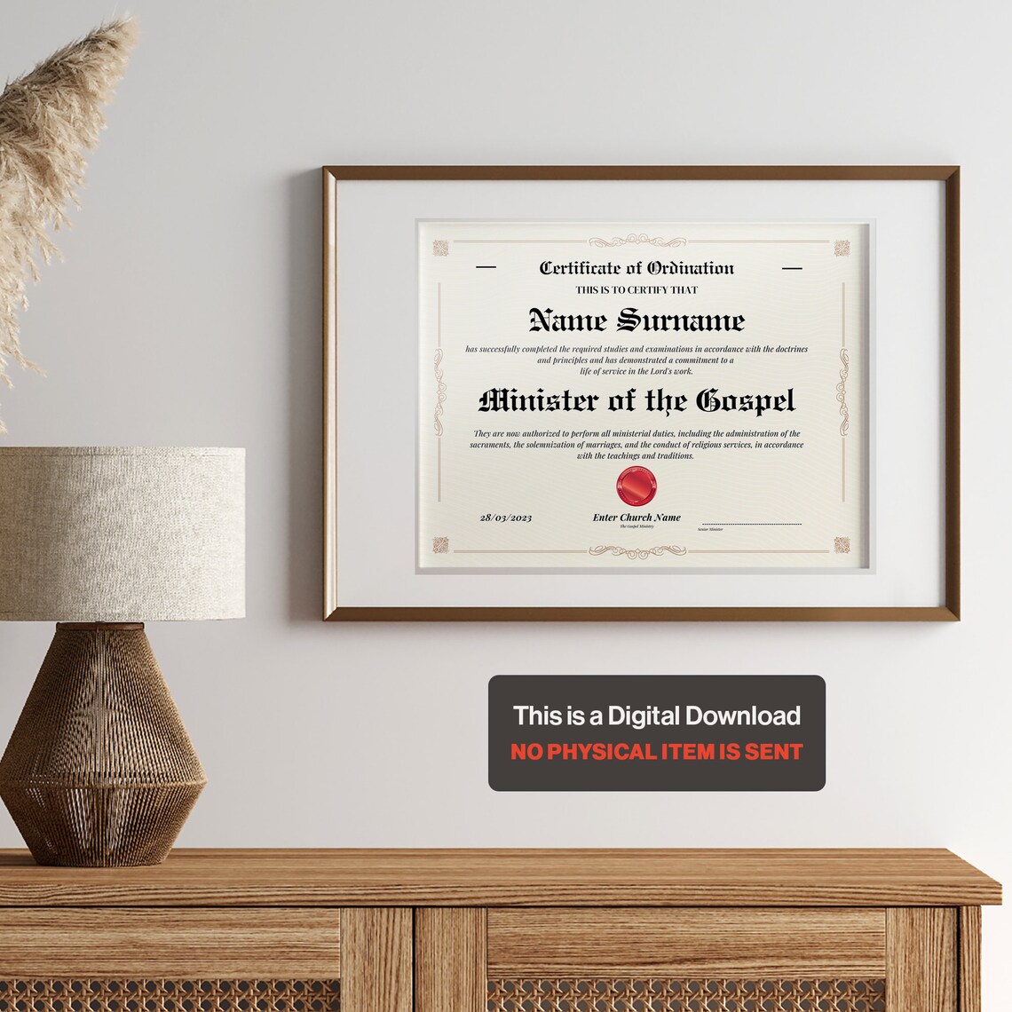 Certificate of Ordination Pastor Ordination Certificates Pastor ...