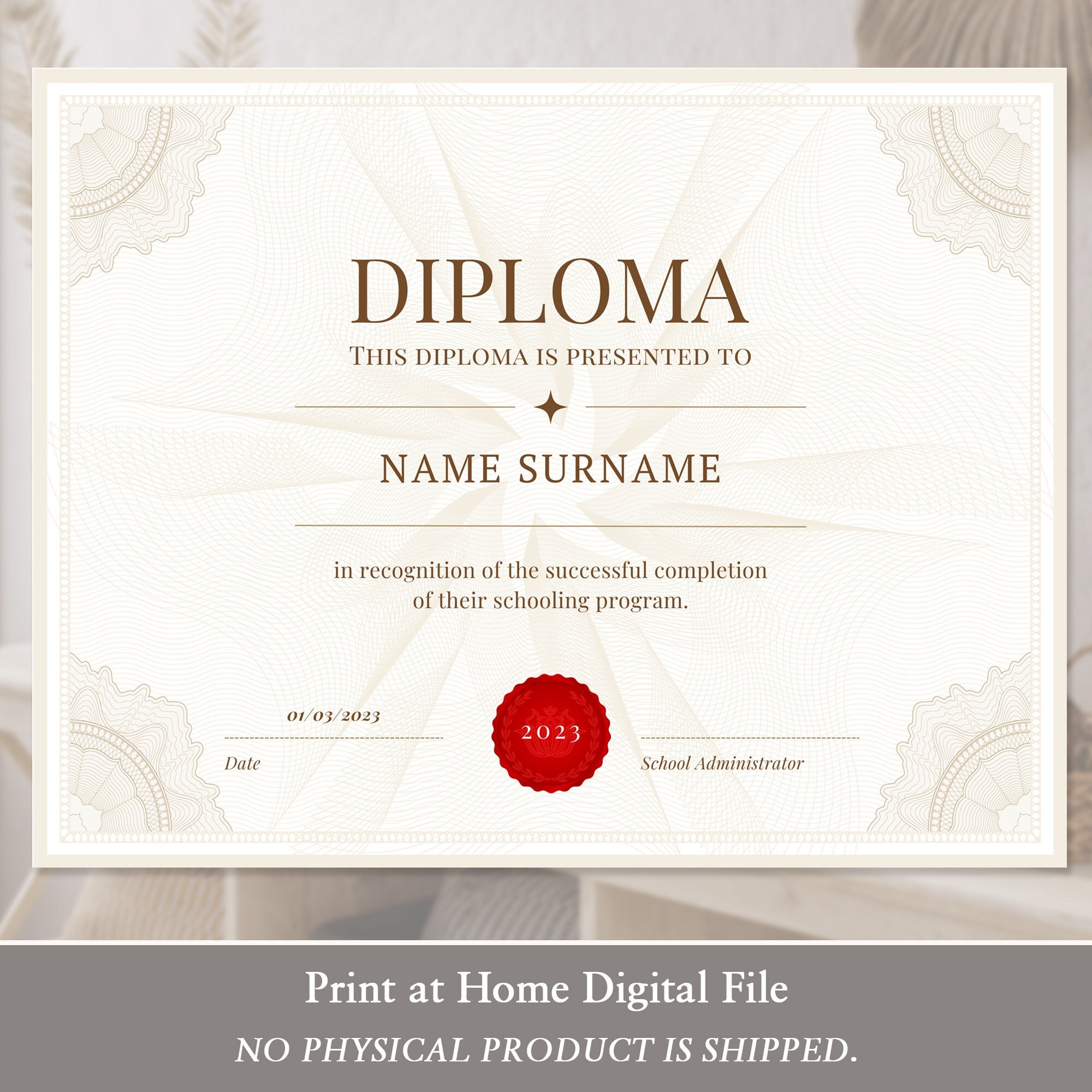 Editable High School Diploma Template Ornate Diploma Frame College ...