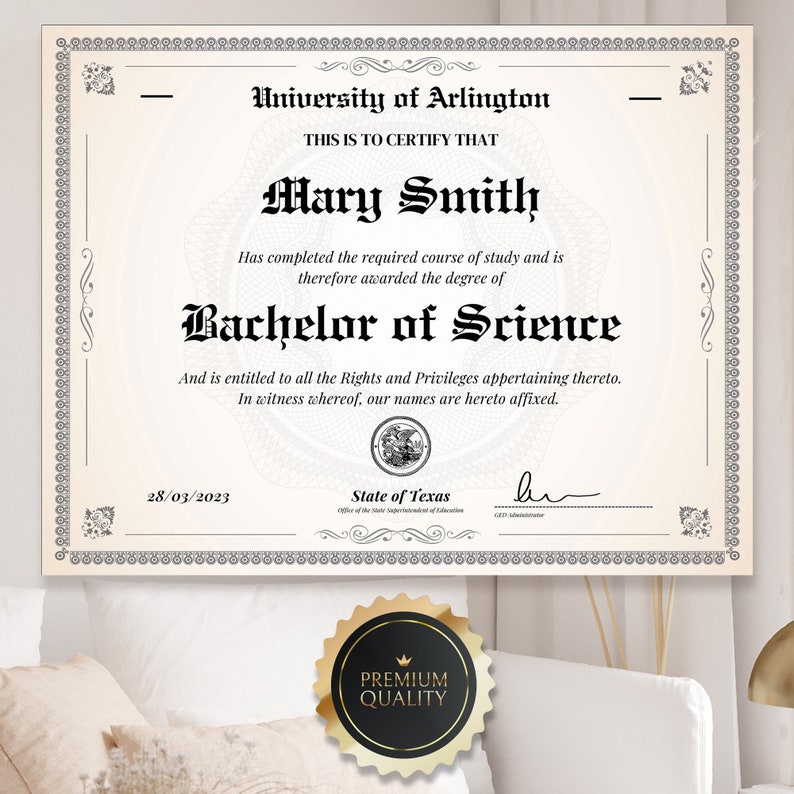 College Diploma Fake GED Diploma Editable High School Diploma Printable ...