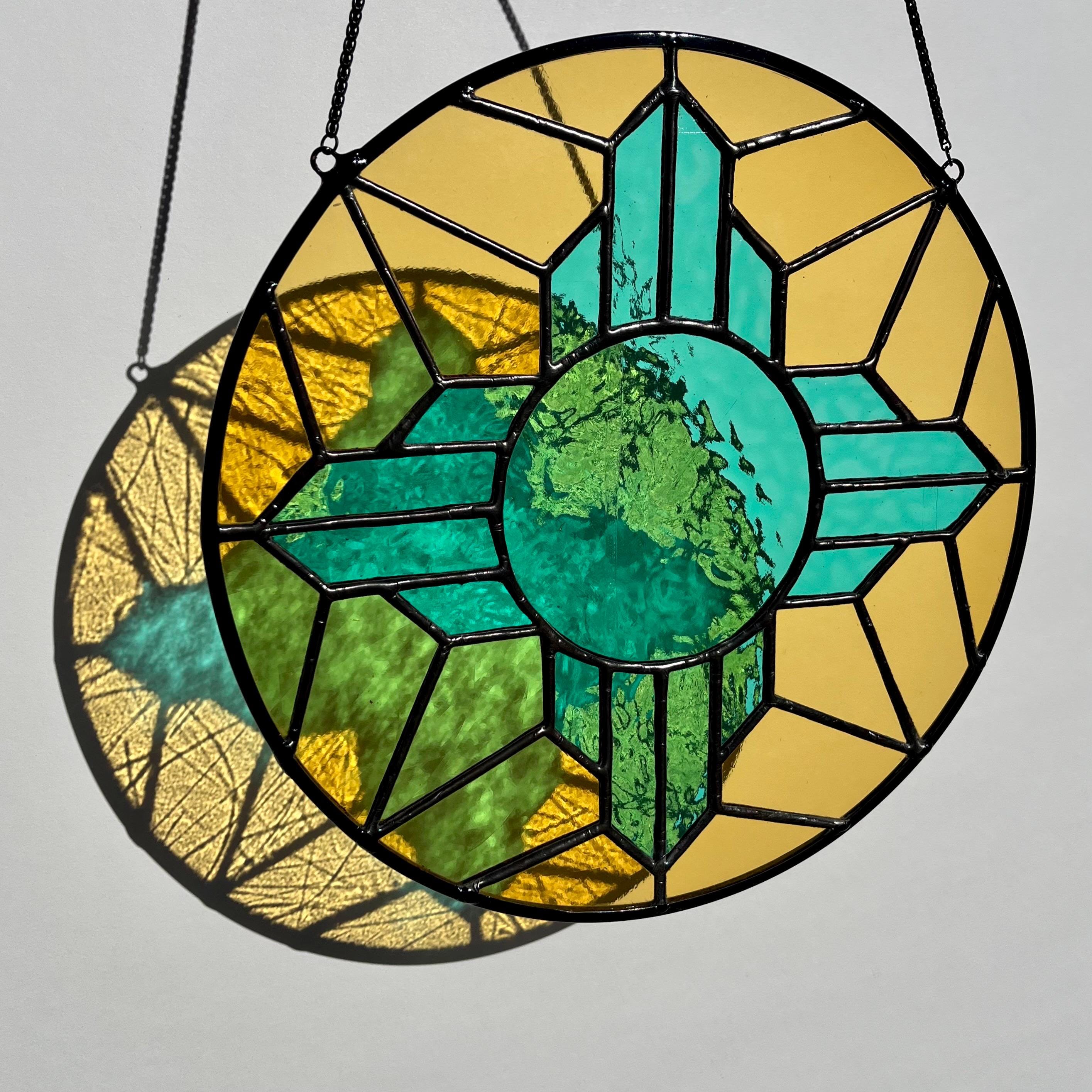 MADE TO ORDER: Zia #2. Stained Glass Suncatcher Zia Symbol New Mexico ...