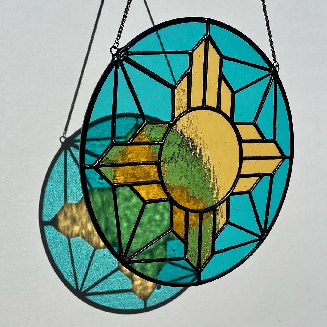 Zia #1. Stained Glass Suncatcher Zia Symbol New Mexico Home Decor - Etsy