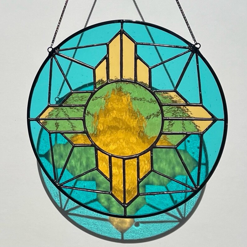 MADE TO ORDER: Zia #1. Stained Glass Suncatcher Zia Symbol New Mexico ...