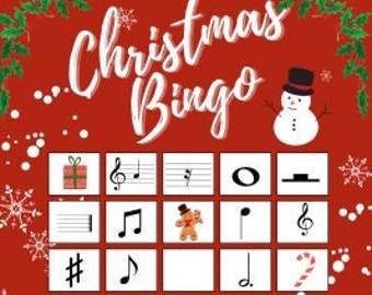Christmas Music Bingo Game - Printable Music Symbols Bingo Cards for ...
