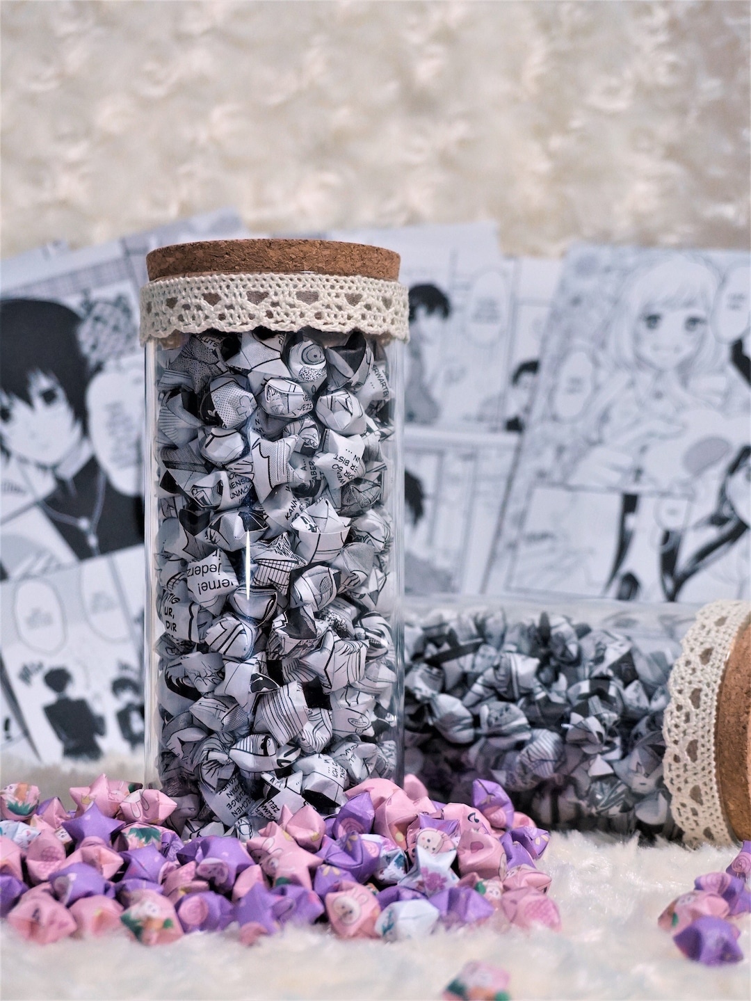 Lucky Star Jar, Japanese Origami, Tall Jar, Manga Stars, Gift, Room ...