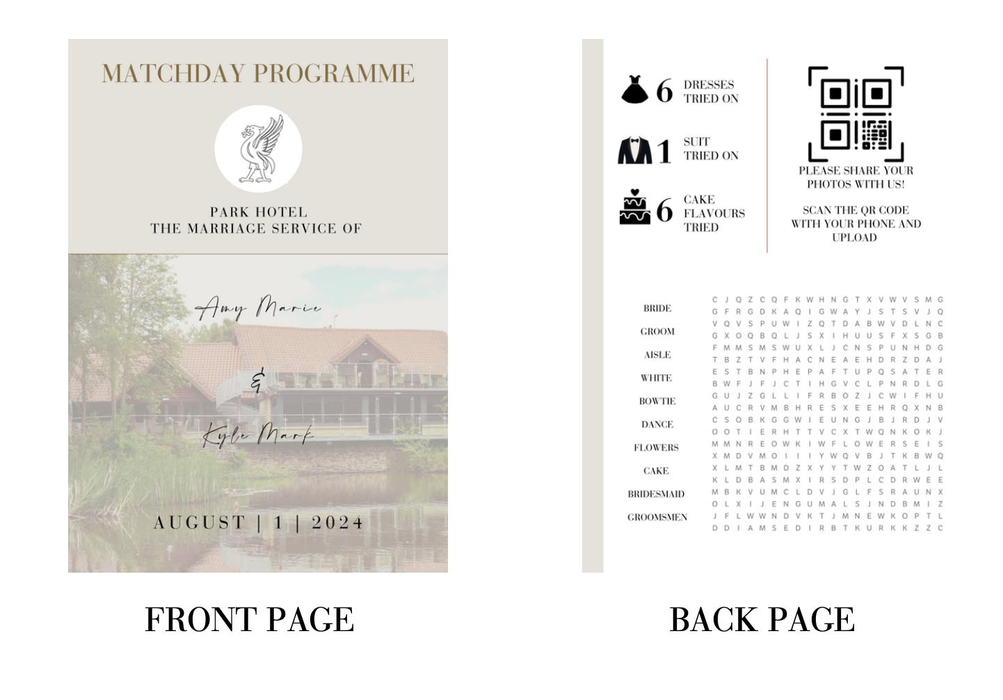 Football Matchday Wedding Program Template, Editable Wedding Football ...