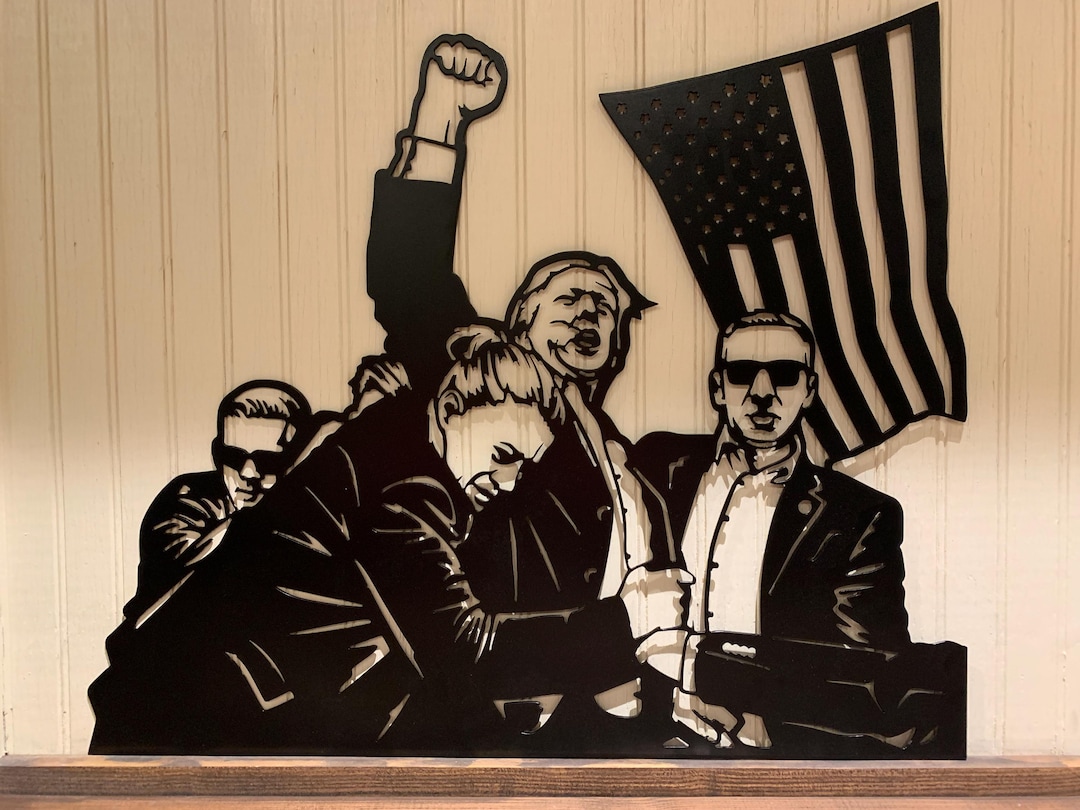 Handcrafted Metal Art: President Trump, Secret Service & Flag - USA ...