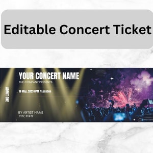 Editable Concert Ticket Template - Etsy