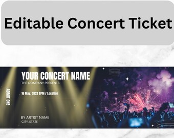 CONCERT TICKET TEMPLATE Editable, Instant Download, Custom, Light/dark ...