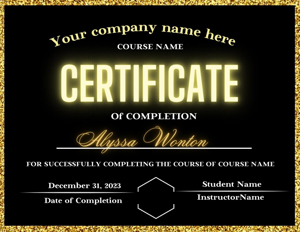 Certificate of Completion Template DIY - Etsy