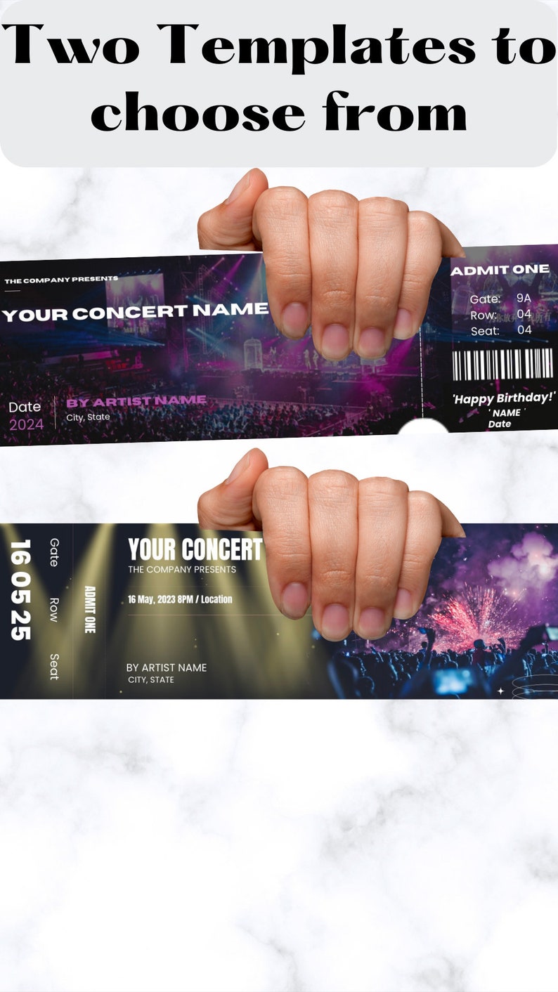 Editable Concert Ticket Template - Etsy