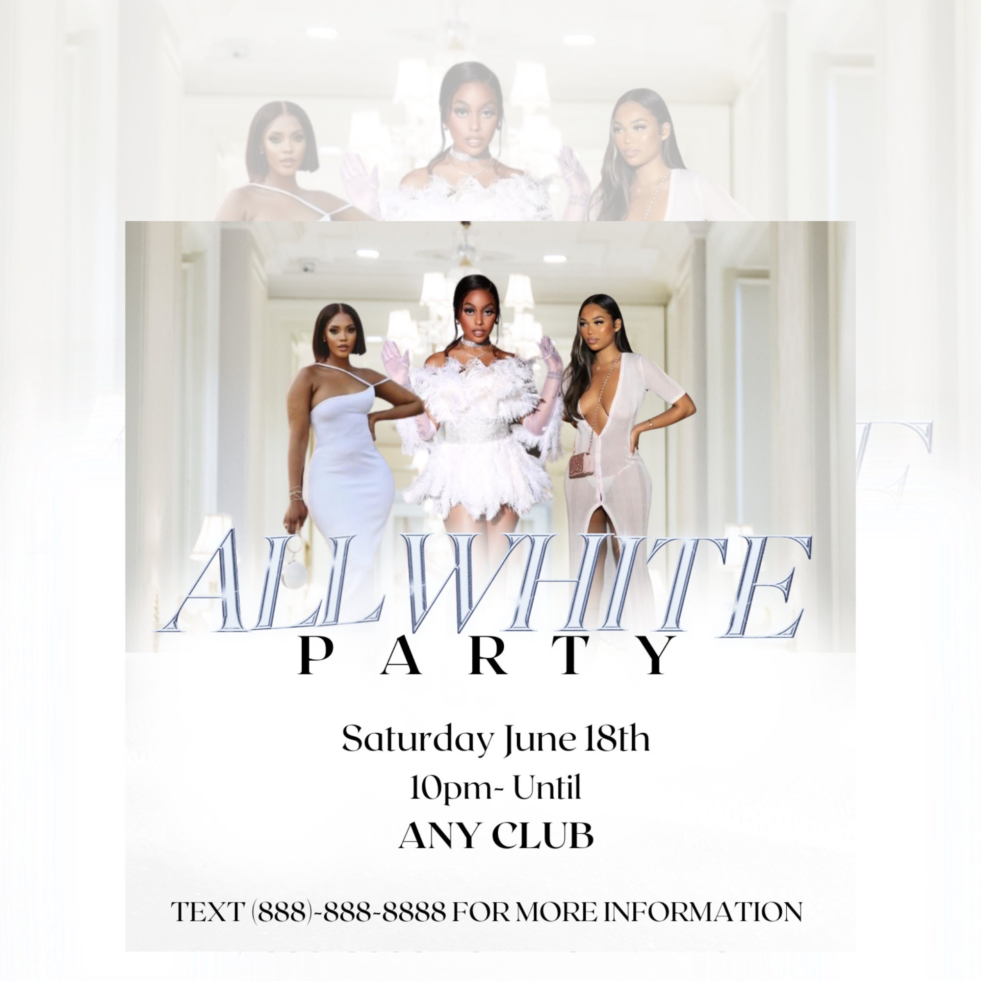 Editable All White Party Flyer Template - Etsy UK