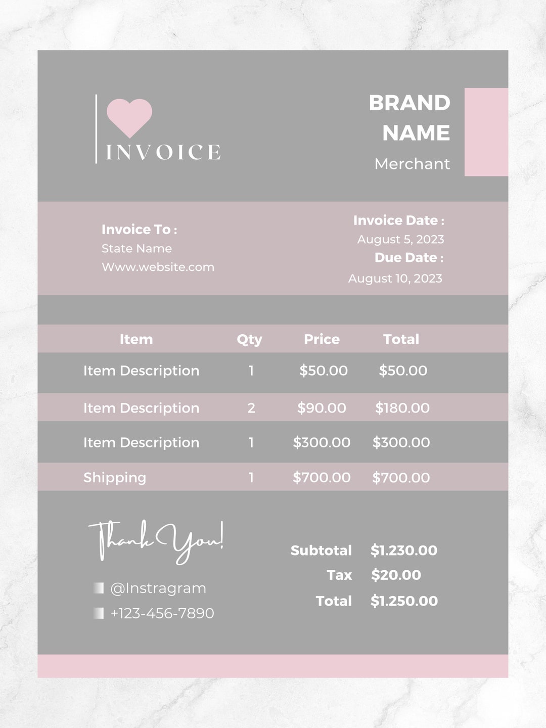 Sales Invoice Template DIY Invoice Template Design Beauty - Etsy