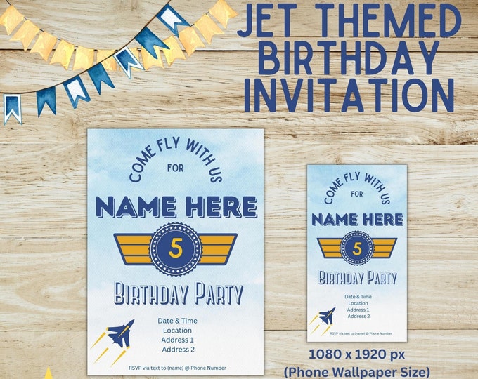 Jet Birthday Invitation Blue Angel - Etsy