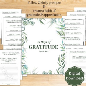 21 Day Gratitude Journal Printable Appreciation Awareness Blessed ...