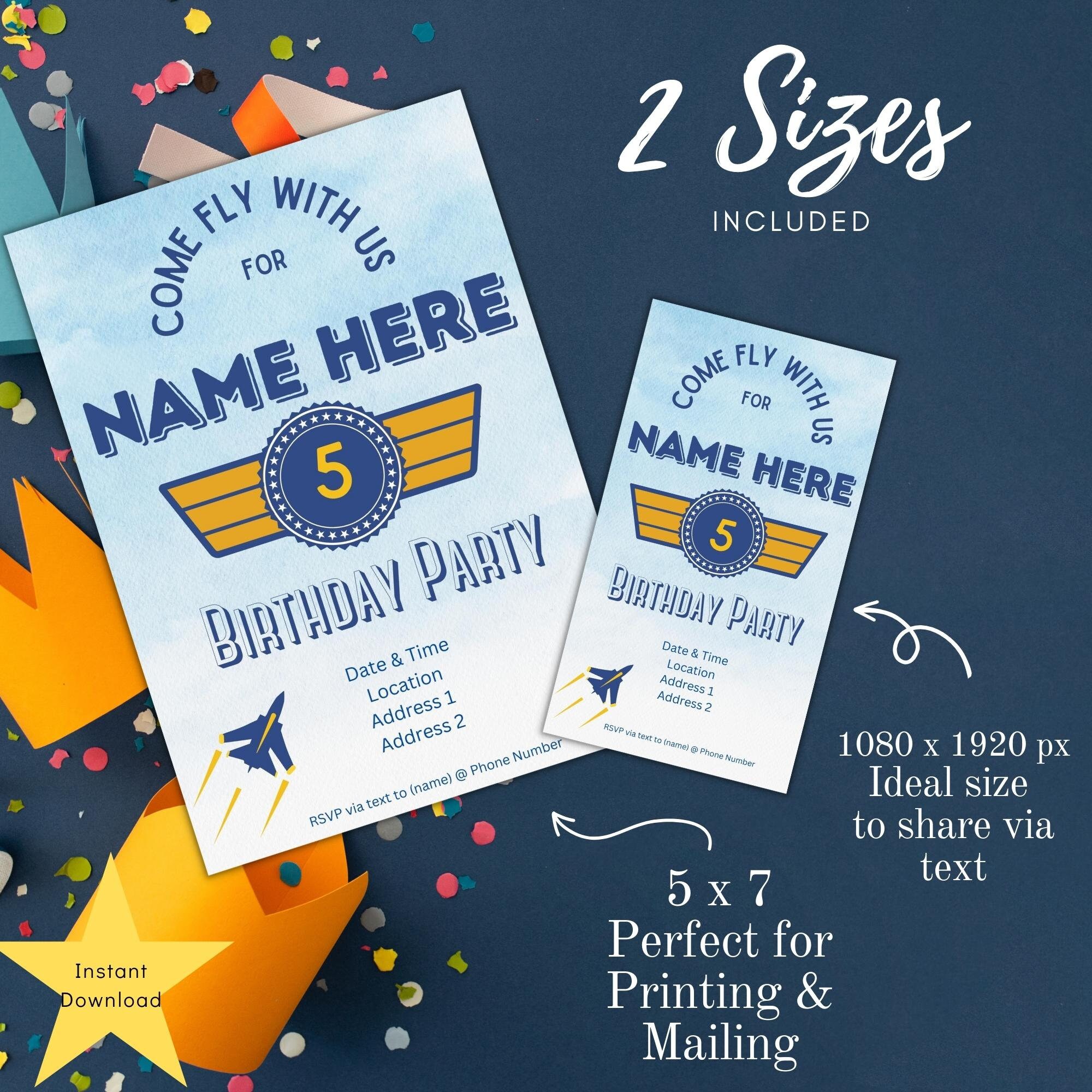 Jet Birthday Party Invitation Editable Template Aviation Airplane Party ...
