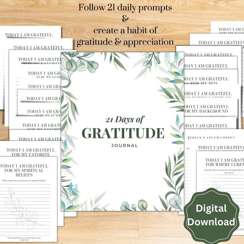 21 Day Gratitude Journal Printable Appreciation Awareness Blessed ...