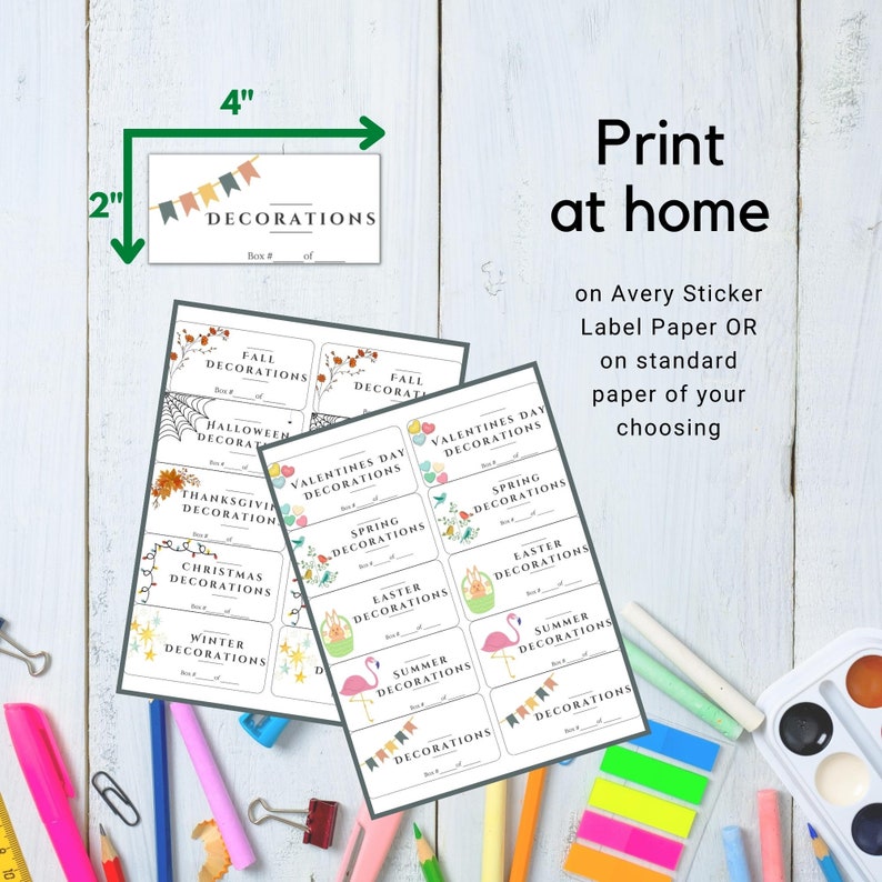 Seasonal Storage Tags Labels Printable Instant Download Holiday ...