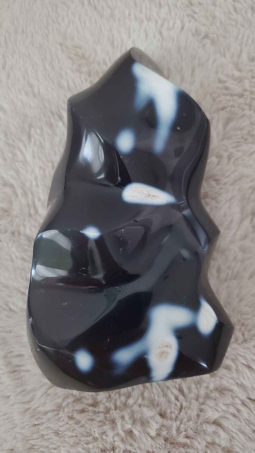 A Gorgeous Large Deep Dark Blue & White Orca Agate Crystal Flame ...