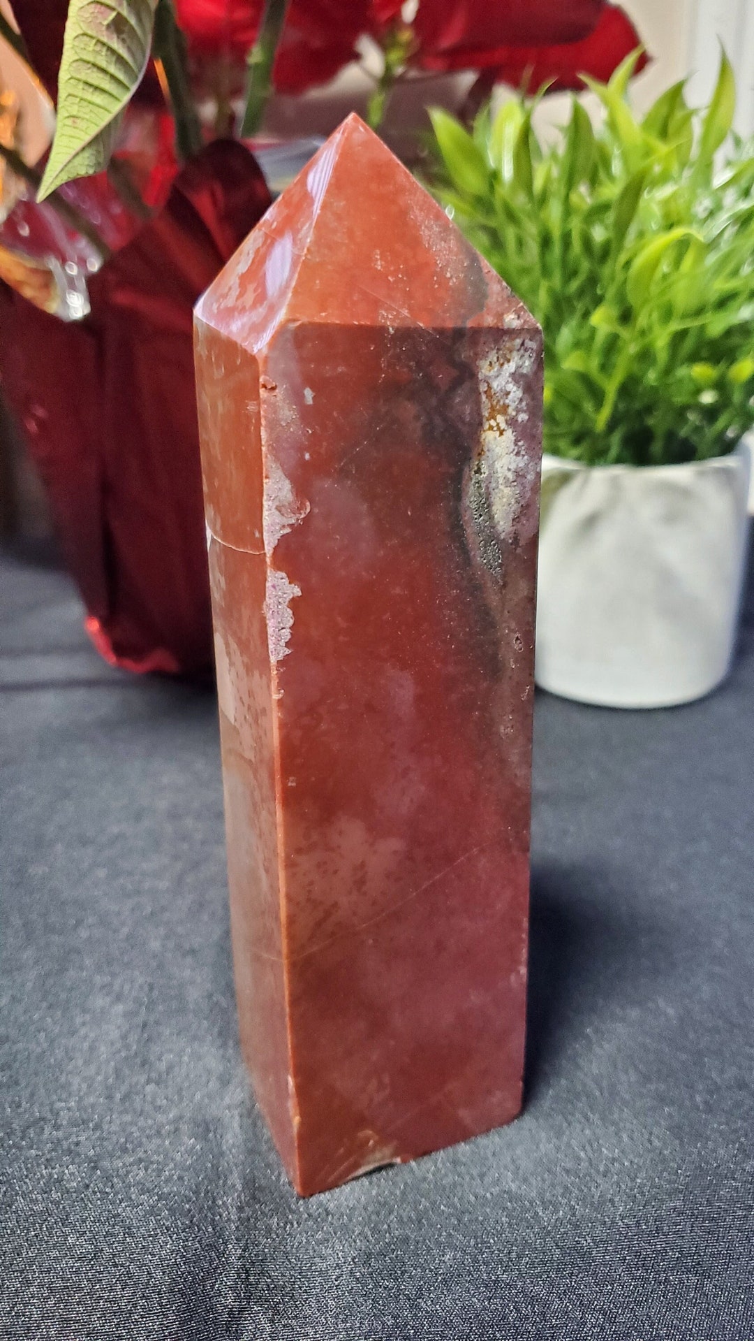 An Extra Large Elegant Red Jasper Crystal Tower With Druzy beautiful ...