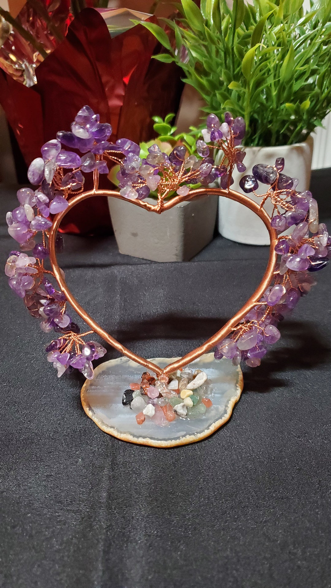 Amethyst Heart Shaped Crystal Tree Gemstones Tree Good Luck Money Tree ...