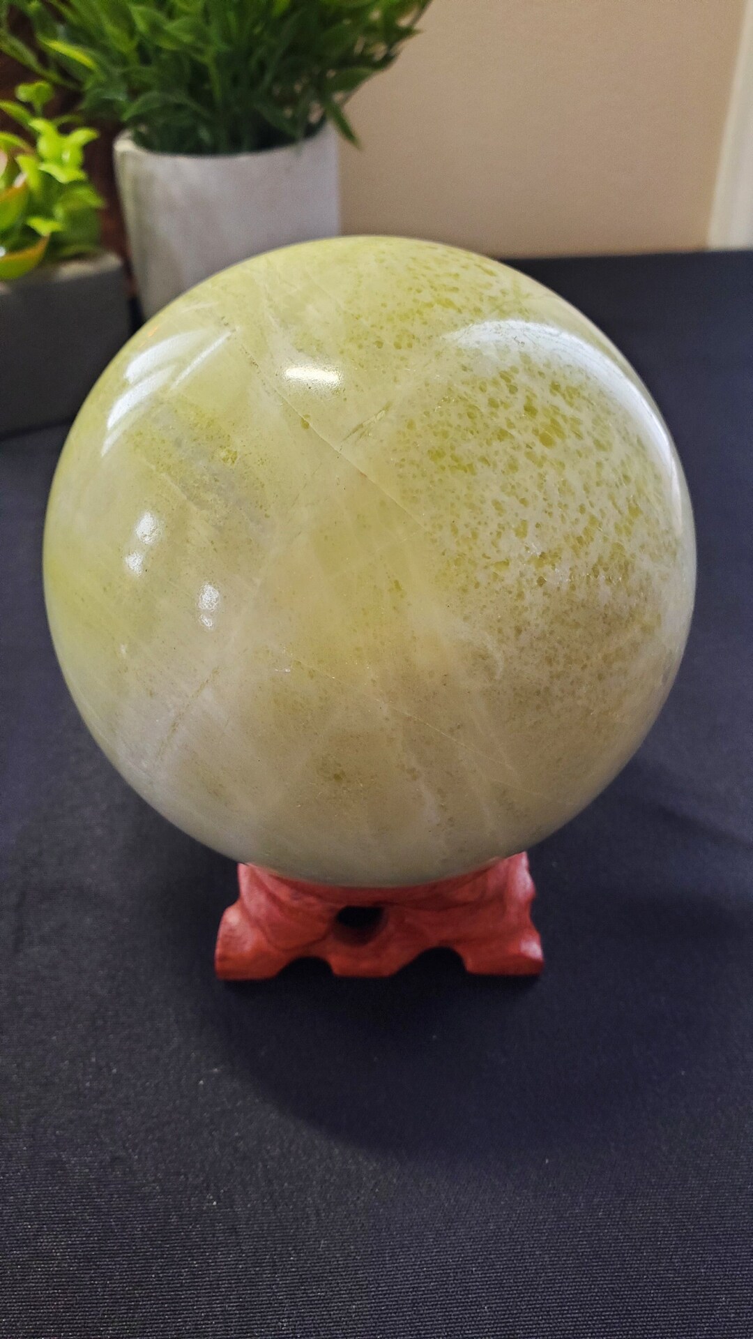A 1.5 KG Beautiful Lime Green Banded Calcite Sphere Crystal Ball ...