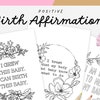 Baby in Womb Floral Coloring Page for Positive Pregnancy and Birth - Etsy