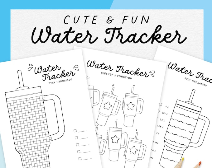 Cute Water Tracker for Bullet Journals | Hydration Tracker | Drink ...
