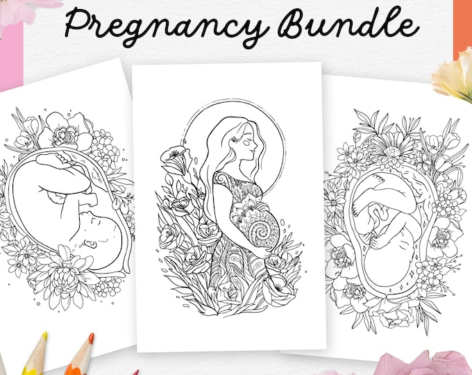 Pregnancy Coloring Pages Bundle | Birth Womb Art | Doula & Midwife ...
