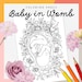 Baby in Womb Floral Coloring Page for Positive Pregnancy and Birth - Etsy