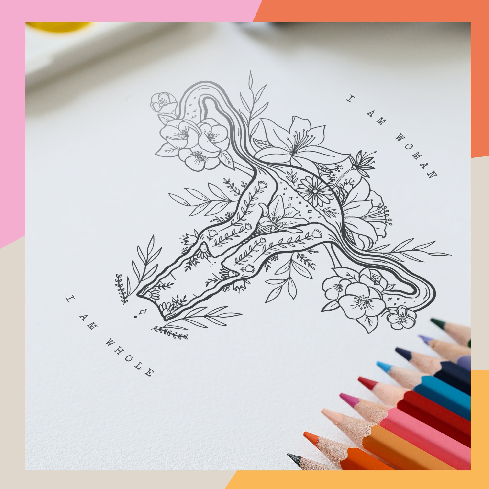 Womanhood Coloring Pages | Vulva & Uterus for Reconnection | Doula and ...