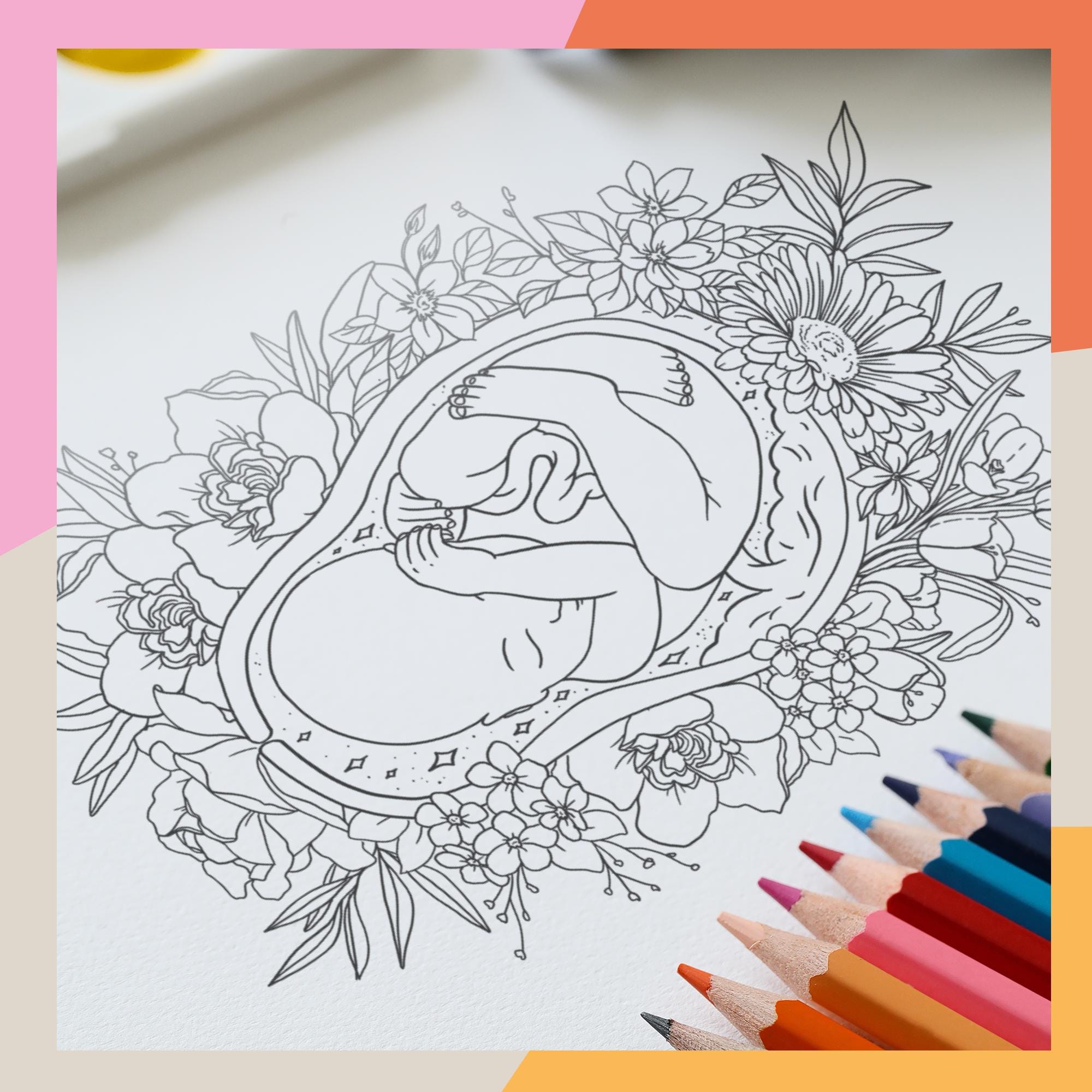 Pregnancy Coloring Pages Bundle | Birth Womb Art | Doula & Midwife ...