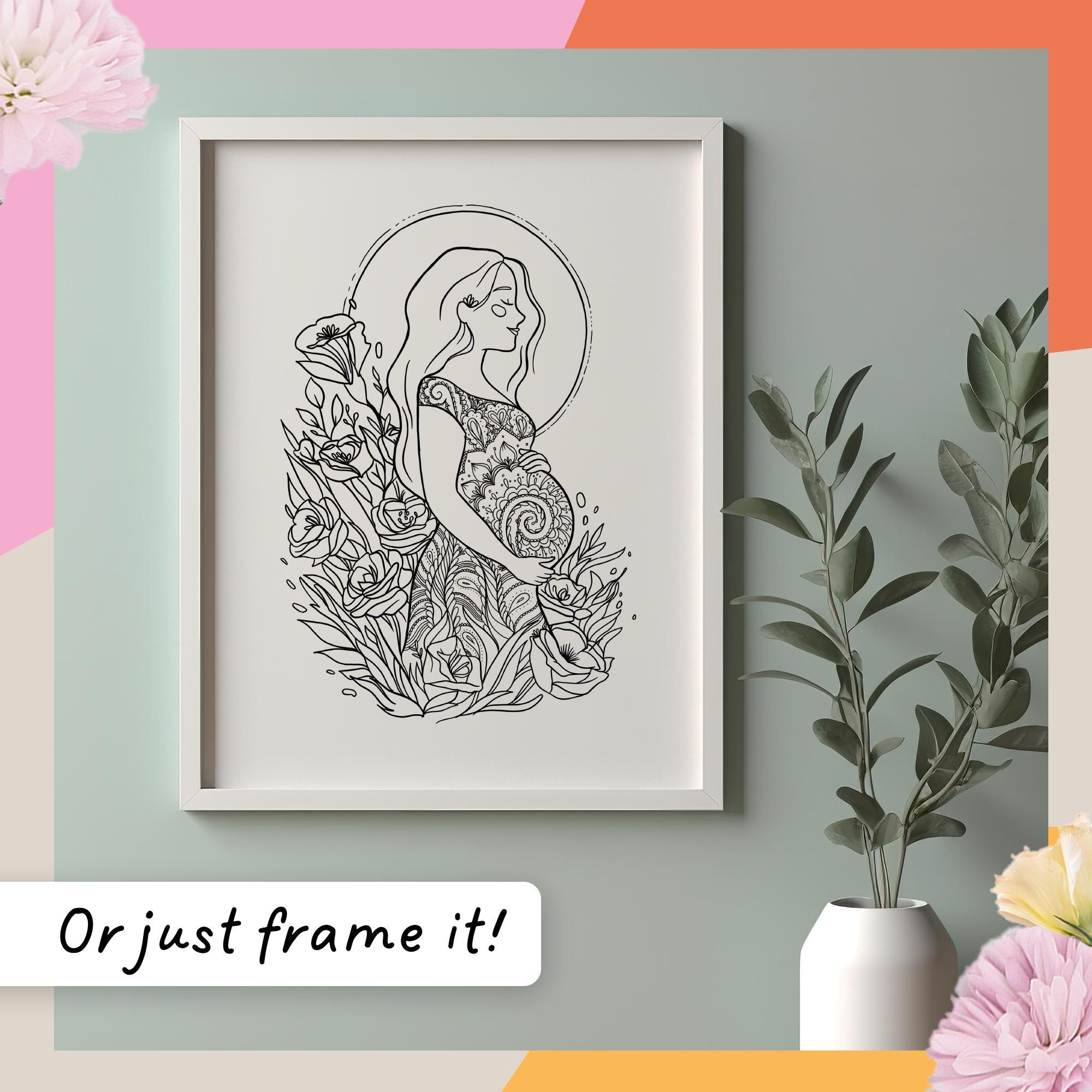 Pregnancy Coloring Pages Bundle | Birth Womb Art | Doula & Midwife ...