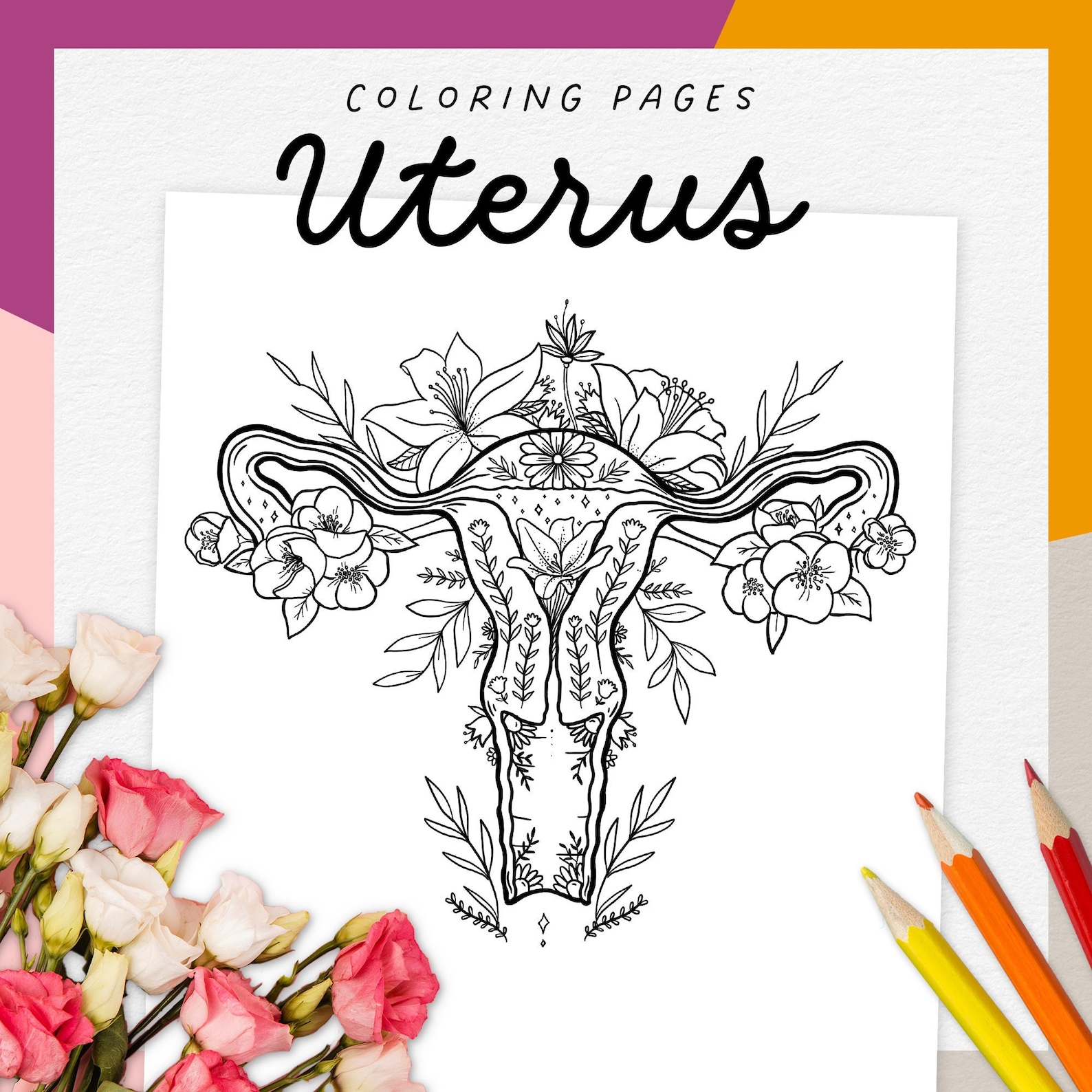 Uterus Coloring Pages for Adults | Ausmalbild Für Hebamme Oder ...