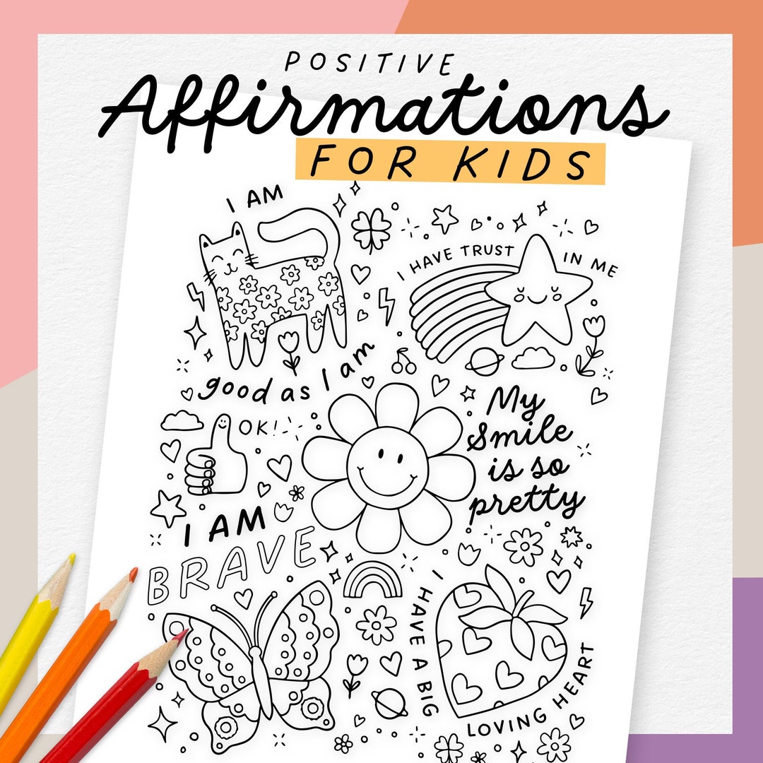 Positive Affirmations Coloring Page for Kids & Adults | Fun Activity ...