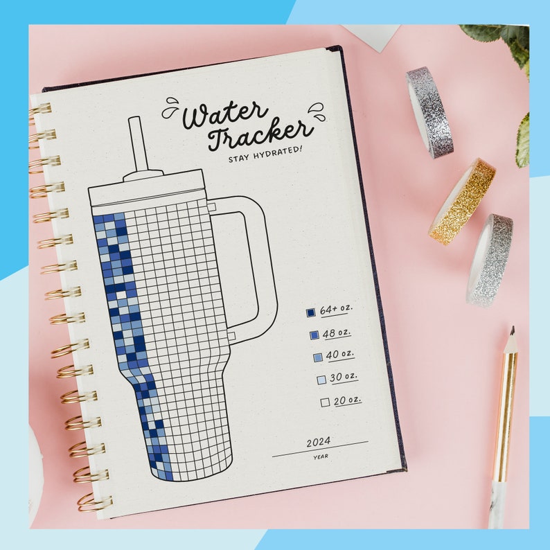 Cute Water Tracker for Bullet Journals | Hydration Tracker | Drink ...