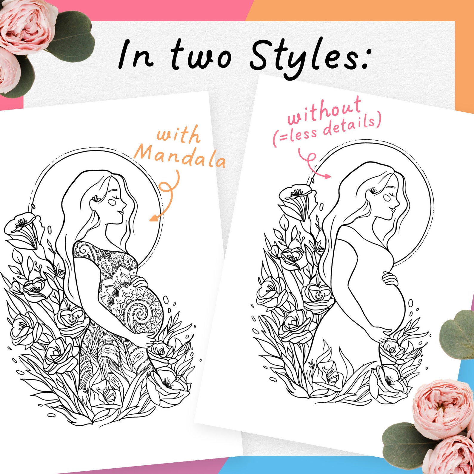 Pregnancy Coloring Page | Adult Coloring, Positive Birth Mandala, Birth ...