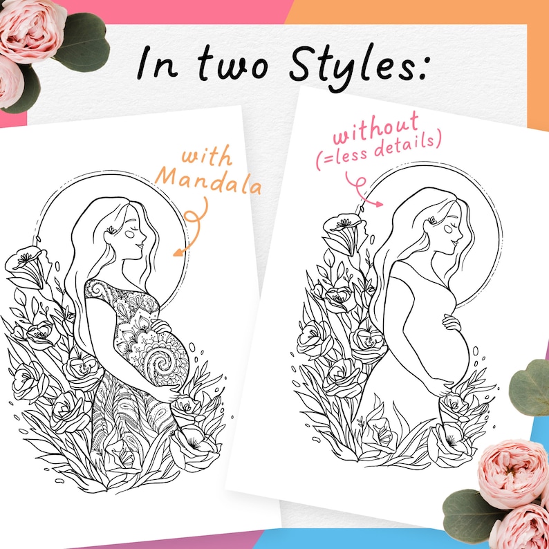 Pregnancy Coloring Page | Adult Coloring, Positive Birth Mandala, Birth ...