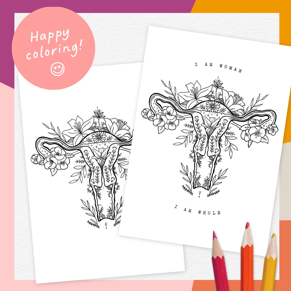 Uterus Coloring Pages for Adults | Ausmalbild Für Hebamme Oder ...