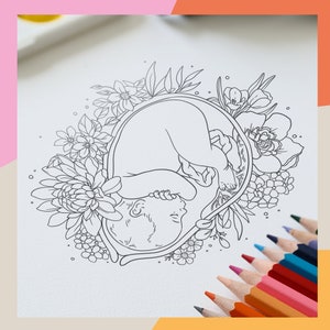 Pregnancy Coloring Pages Bundle Birth Womb Art Doula & Midwife Positive ...