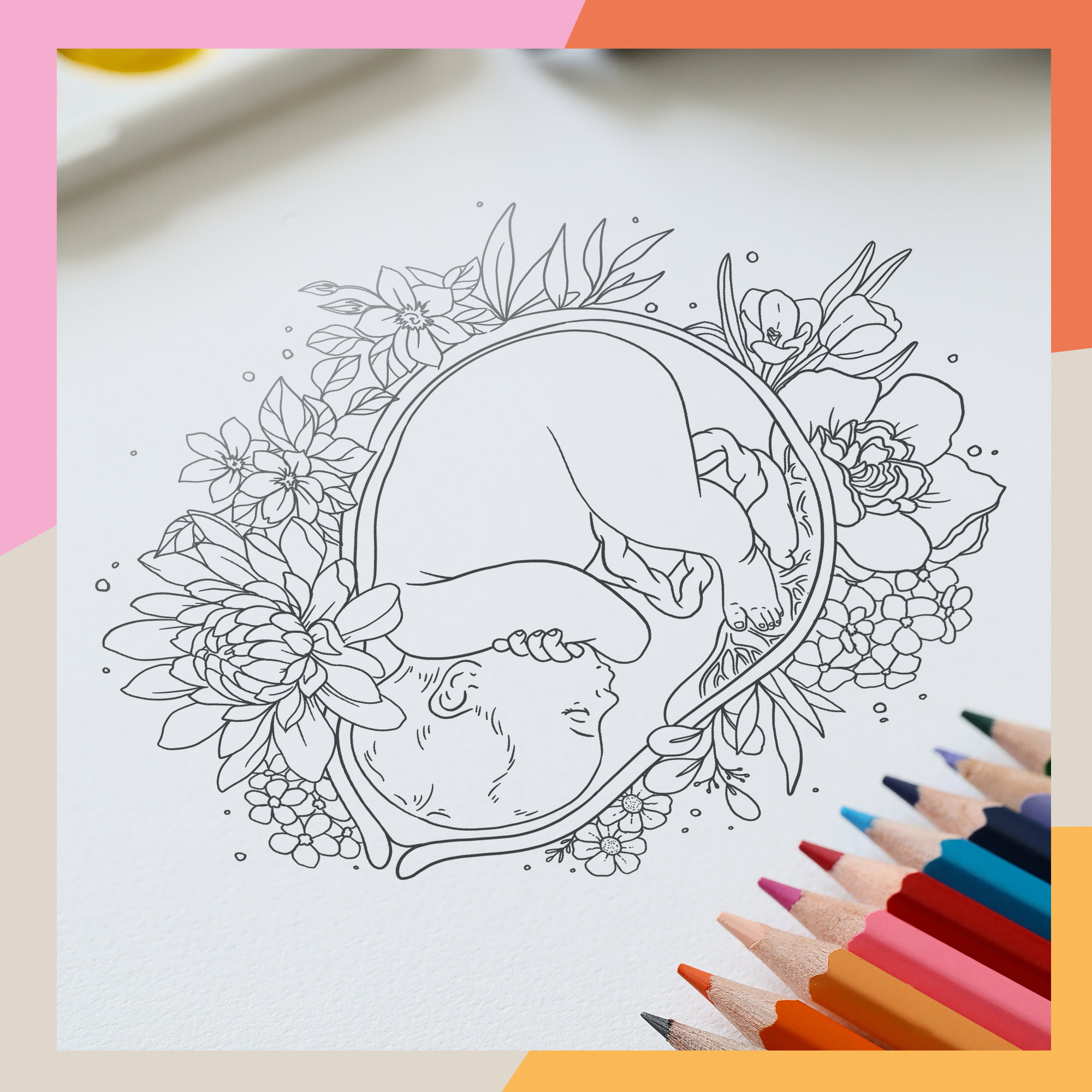 Pregnancy Coloring Pages Bundle Birth Womb Art Doula & Midwife Positive ...