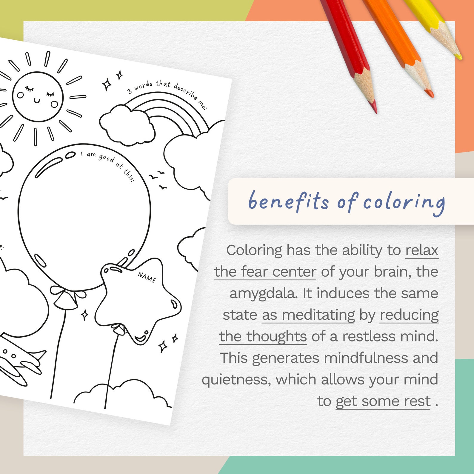 Balloon Coloring Page for Kids & Adults | Positive Mindset | Fun ...