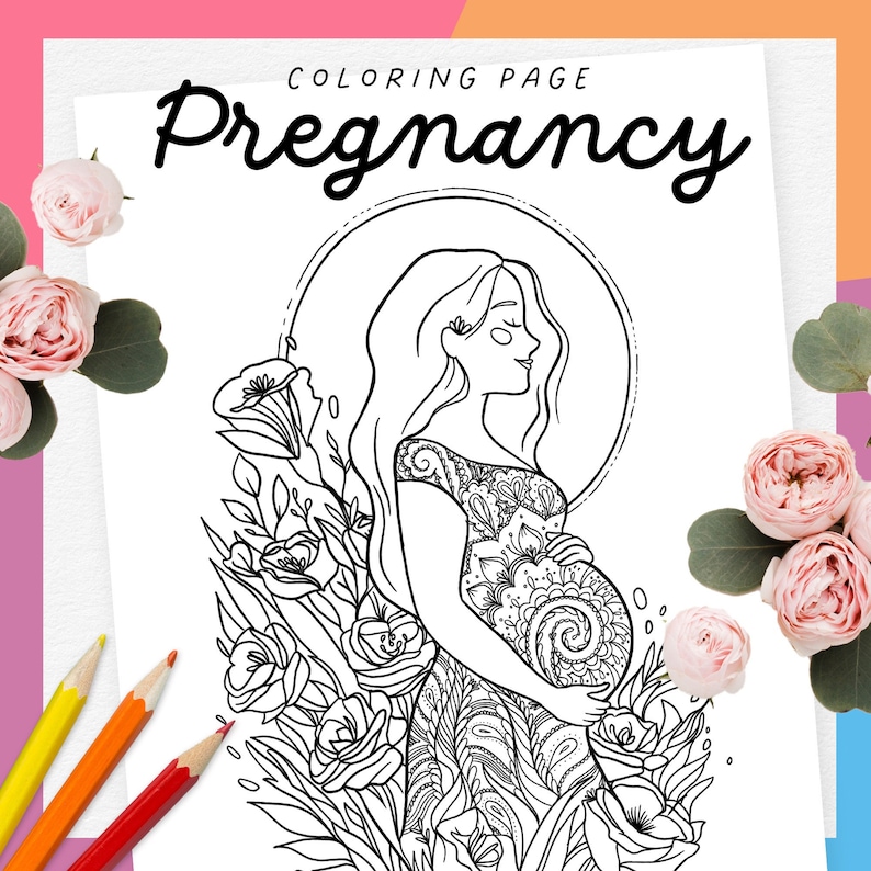 Pregnancy Coloring Page | Adult Coloring, Positive Birth Mandala, Birth ...
