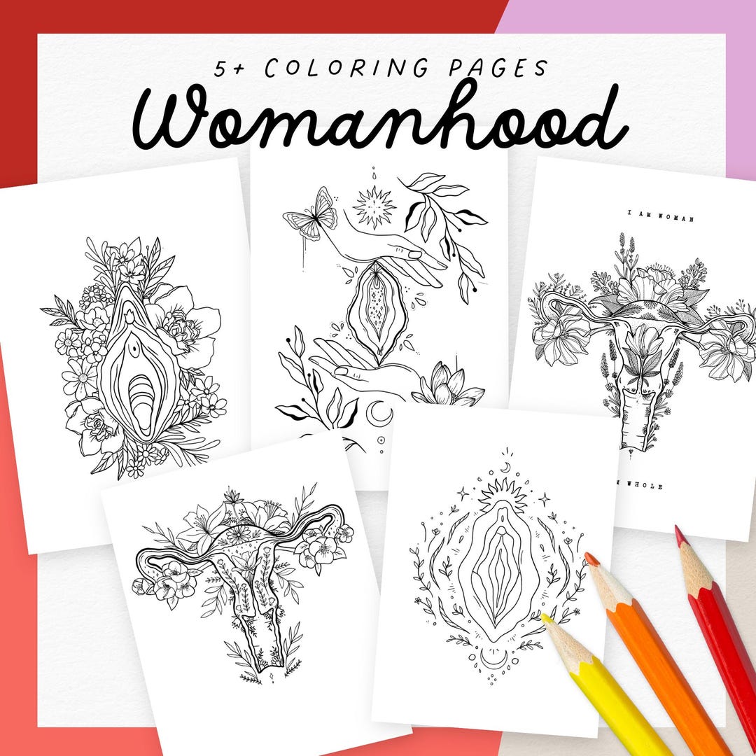 Womanhood Coloring Pages | Vulva & Uterus for Reconnection | Doula and ...