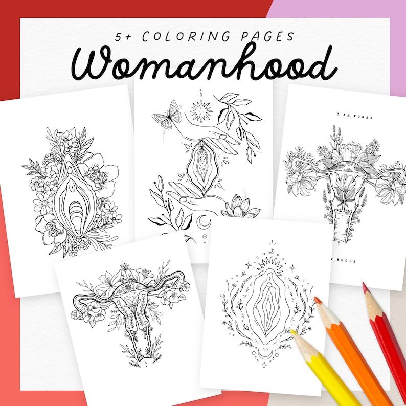 Womanhood Coloring Pages | Vulva & Uterus for Reconnection | Doula and ...