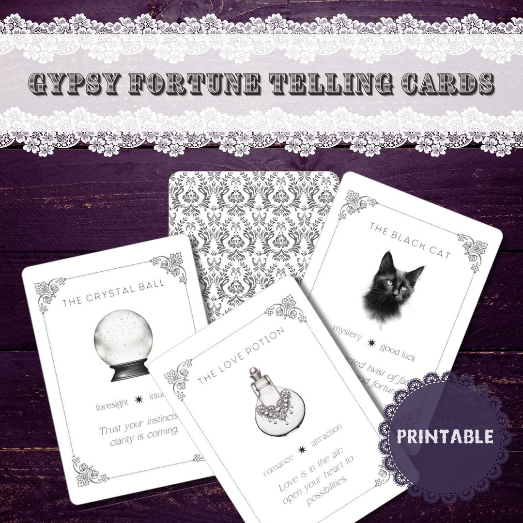 Gypsy Fortune Teller Cards, Mystical Oracle Deck, Printable, Minimalist ...
