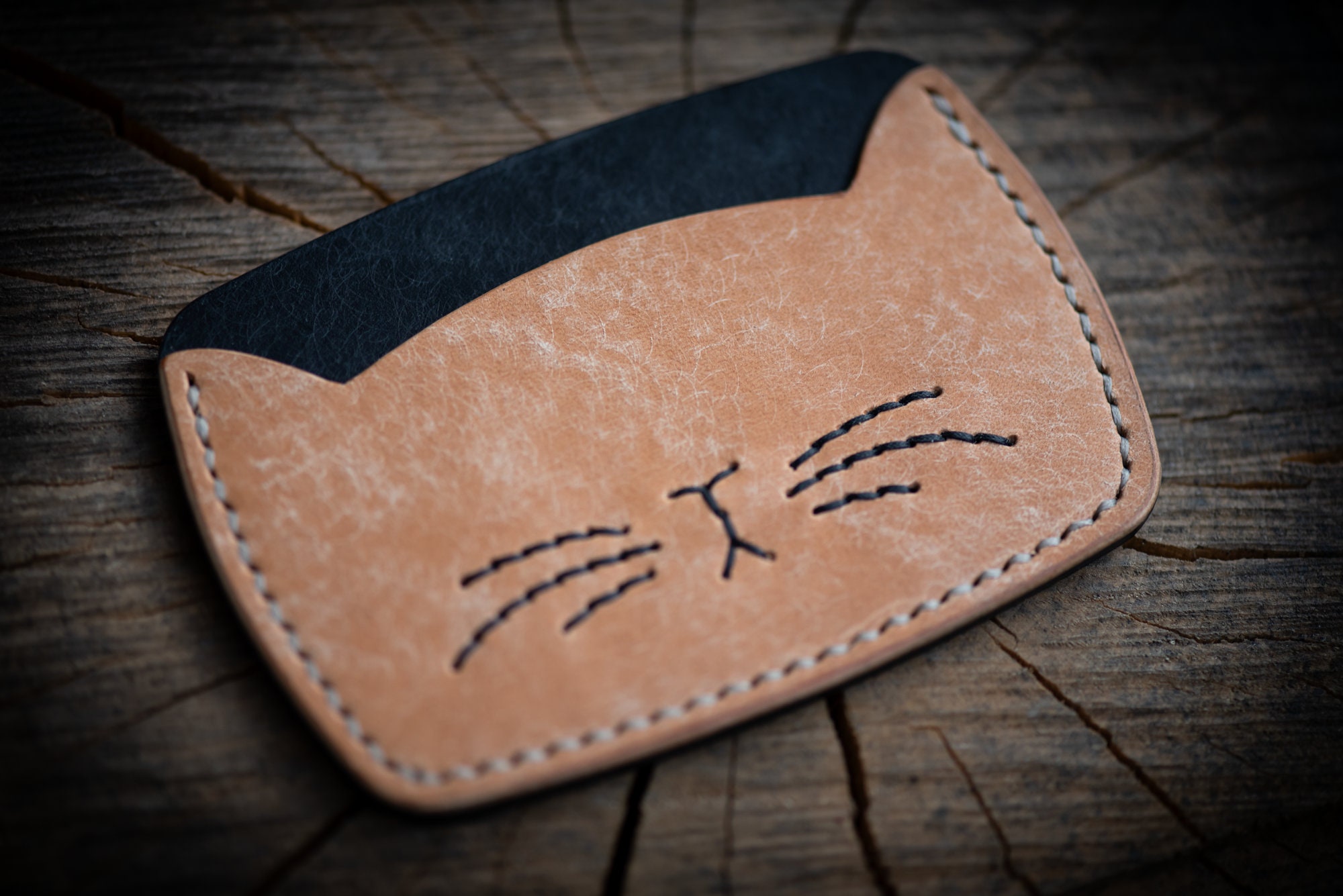 Cat Wallet "meowlet Marvel", Handcrafted Leather Card Holder Wallet ...